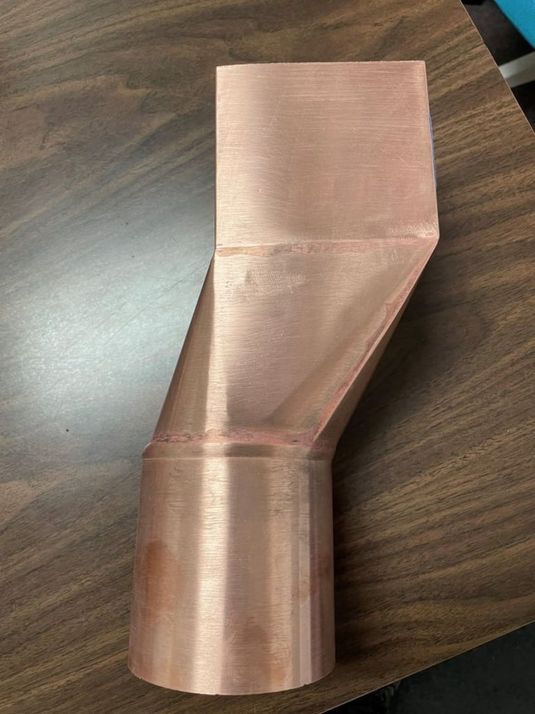 copper downspout square to round transition
